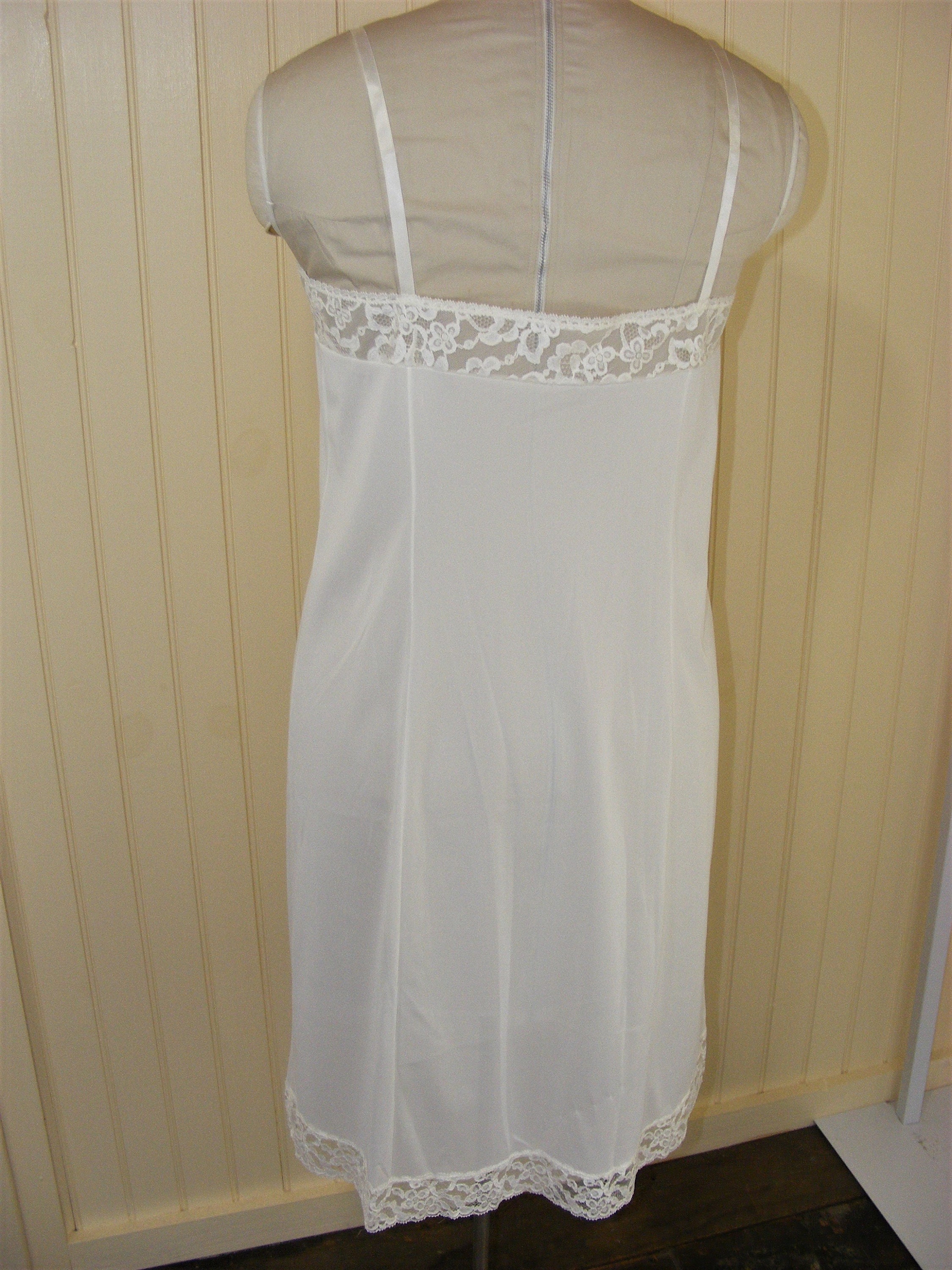 60s Full Slip Deadstock 38 Tall Formfit Rogers White Nylon Lace Bodice ...
