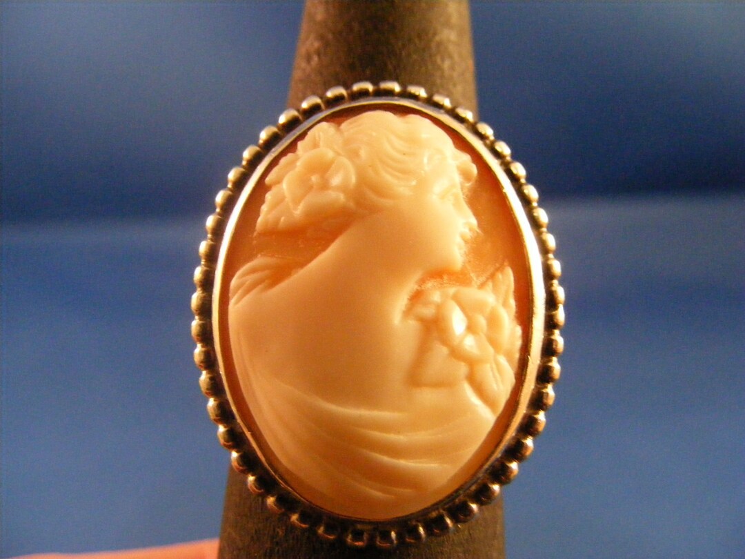 50s Ring Cameo Sterling Lg Oval Setting Size 7 Edwardian Look Vintage ...