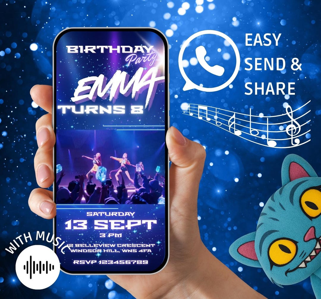 KPOP Demon Hunters Animated Birthday Invitation With Music ...