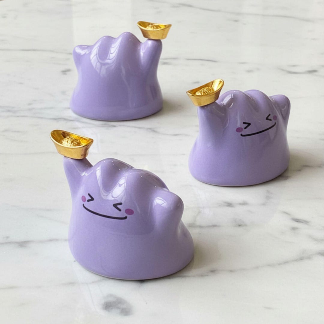 Pokopia Inspired Ditto Figurine: 4.5cm Mini Ceramic Porcelain - Etsy