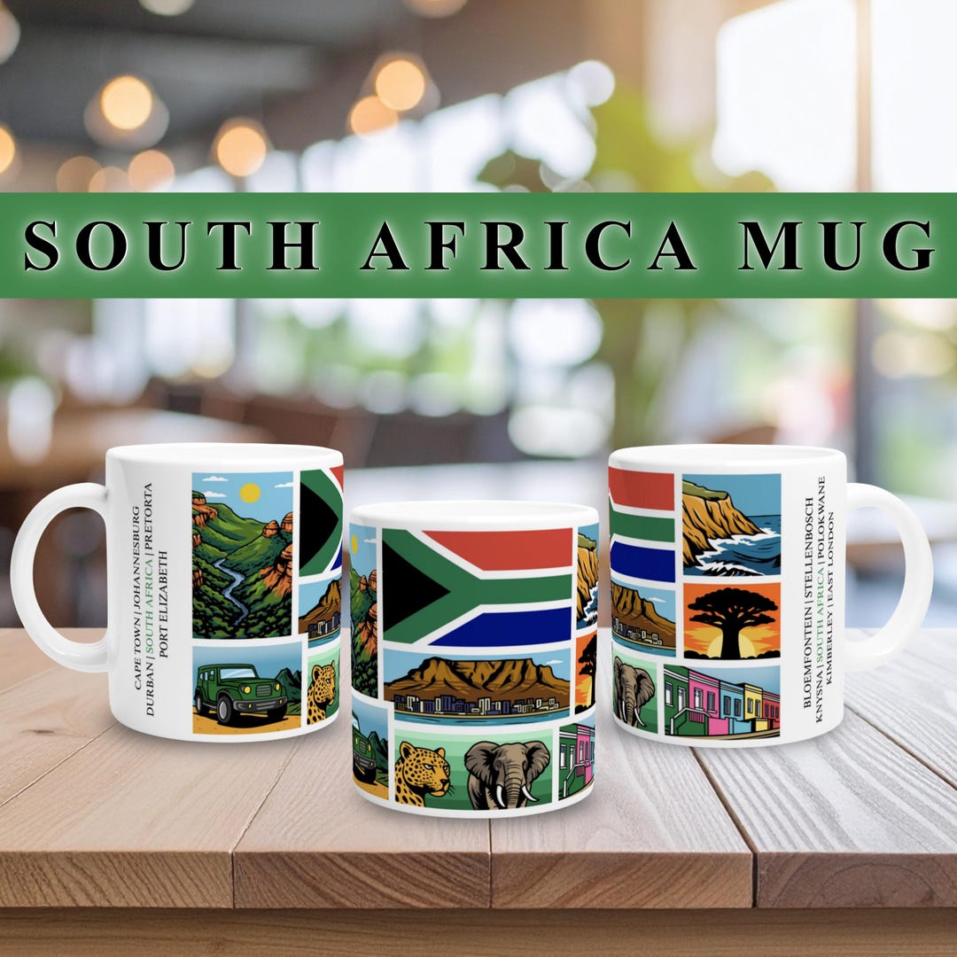 South Africa Mug - African Landmarks Coffee Mug - South Africa Travel ...