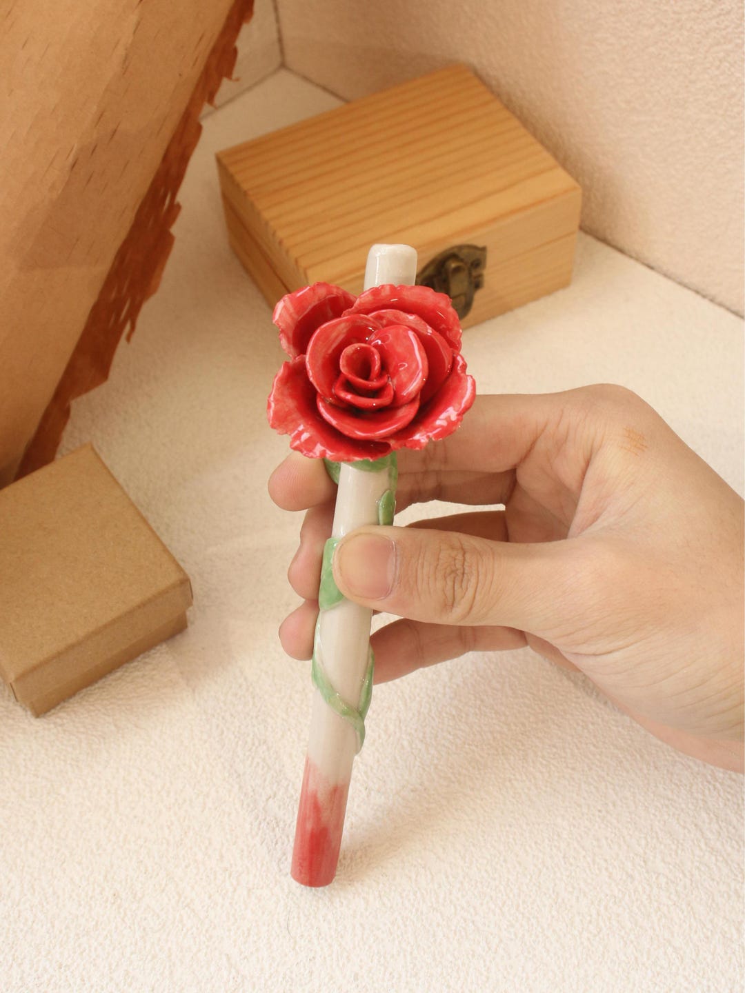 Handmade Ceramic Rose Straw, Eco-friendly Unique Valentine’s Day Gift ...