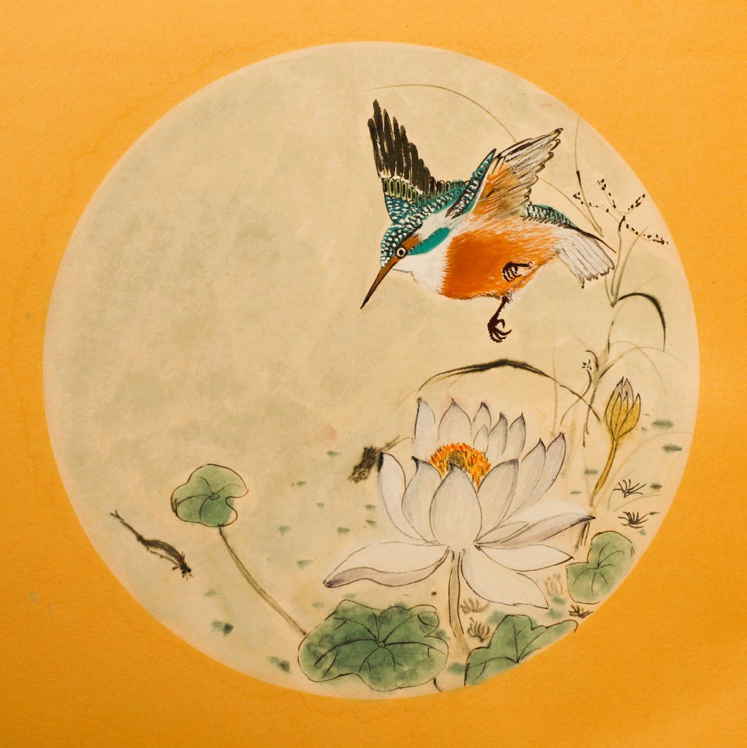 Winged Landing - Traditional Original Hand Painted Chinese Ink Brush ...