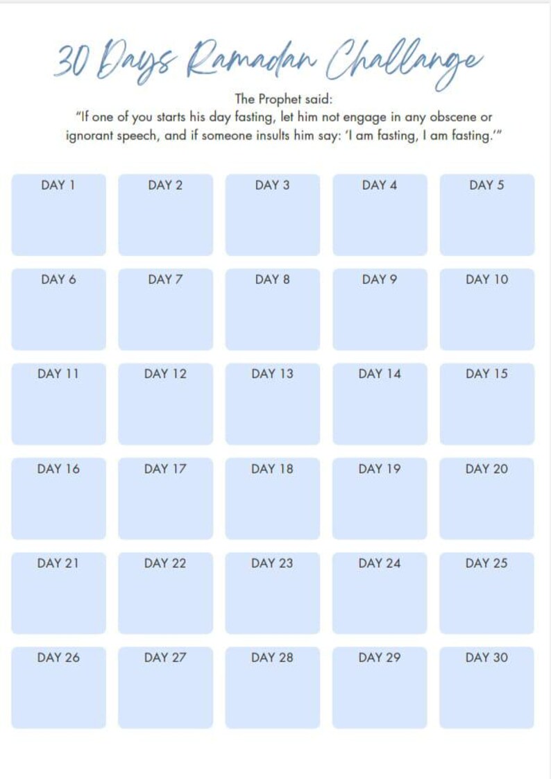 Ramadan Tracker for Family, 2026 | Ibadah Tracker | Duty Roster | 30 ...