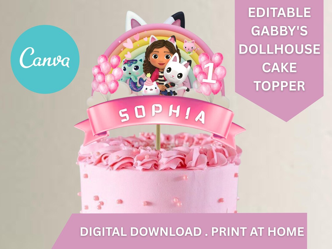 Editable Gabby Dollhouse Cake Topper, Printable Gabby's Dollhoustopper ...