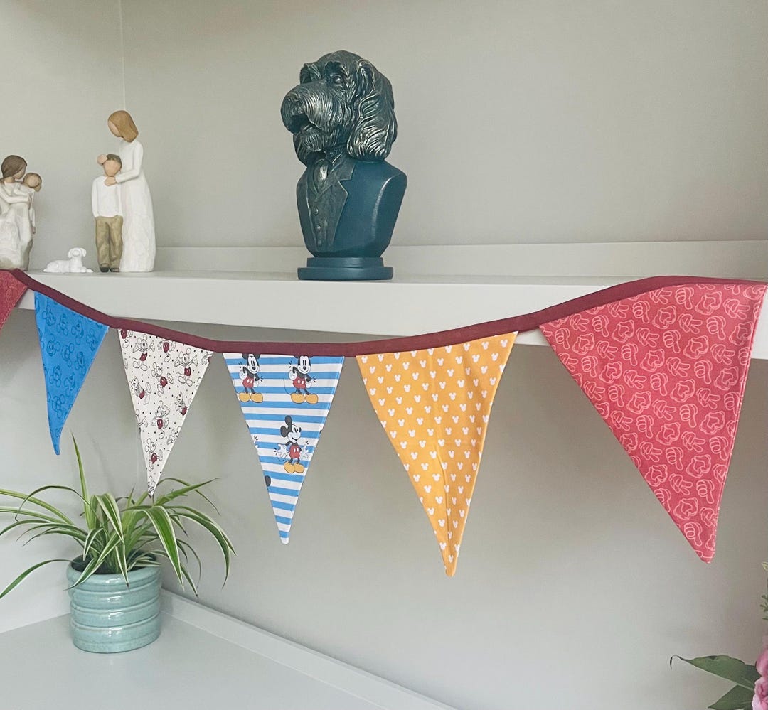 Mickey Mouse Handmade 6 Flag Fabric Bunting Kids Room Decor/birthday ...