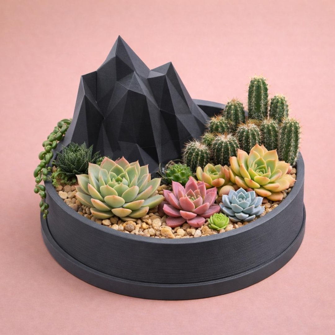 Mountain Succulents Pot STL + 3MF File | 3D Print Planter Pot for Home ...