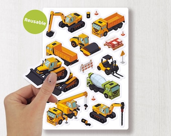 Construction Stickers • Reusable Sticker Sheet A5 • Vehicles & Building ...