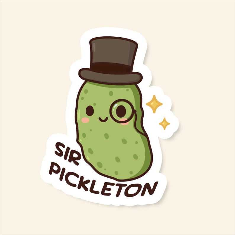 Pickle Sticker Funny Gentleman • Waterproof, Glossy Vinyl - Etsy