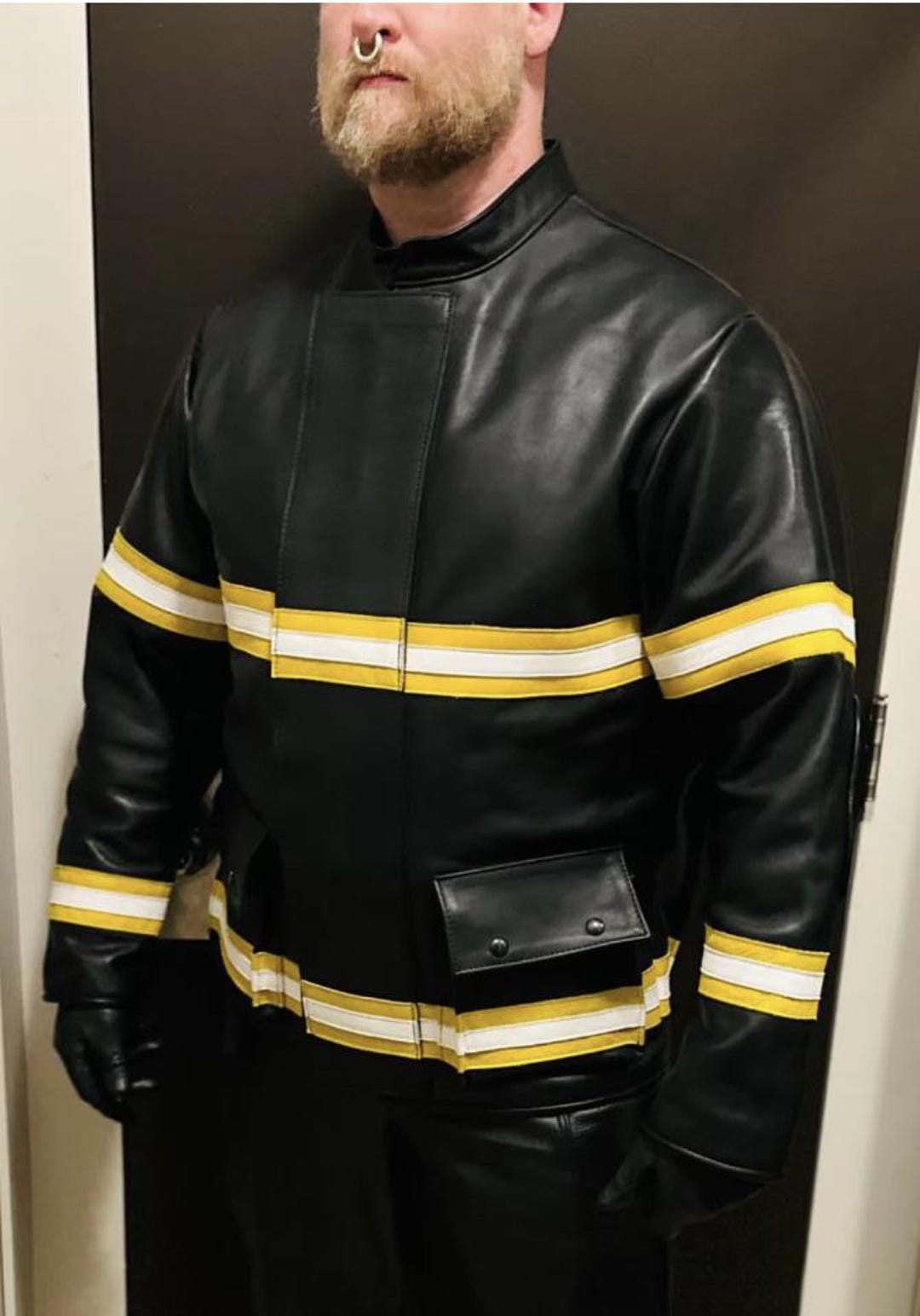 Leather Firemans Jacket, Pants and Suspenders - Etsy