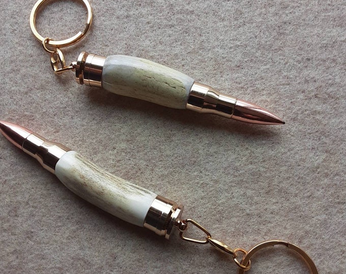 300 Winchester Magnum Bullet Keychain With Deer Antler - Etsy