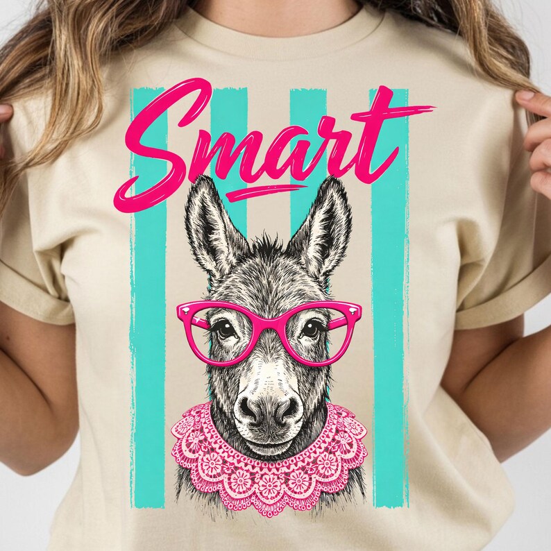 Smart Donkey PNG, Funny Animal Glasses, Sassy Farm Animal, Teal Stripe ...
