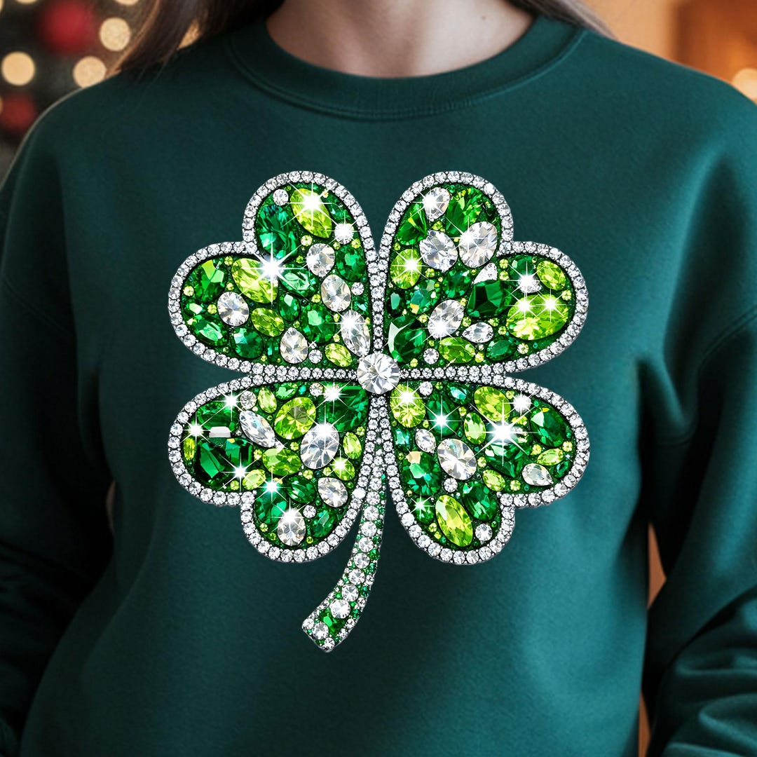 Rhinestone Shamrock PNG – St Patrick’s Day Clover Bling – Instant ...