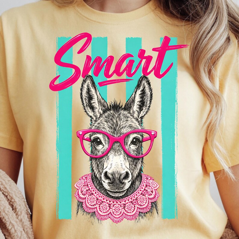 Smart Donkey PNG, Funny Animal Glasses, Sassy Farm Animal, Teal Stripe ...