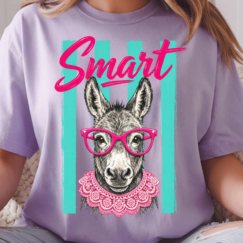 Smart Donkey PNG, Funny Animal Glasses, Sassy Farm Animal, Teal Stripe ...