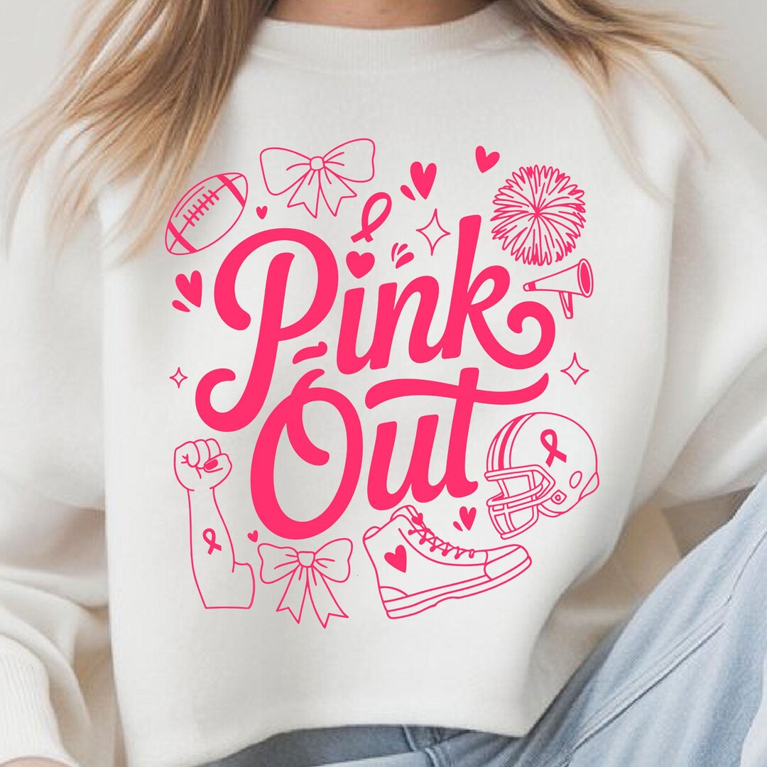 Pink Out Breast Cancer Awareness PNG: Football Cheer Bow Clipart ...