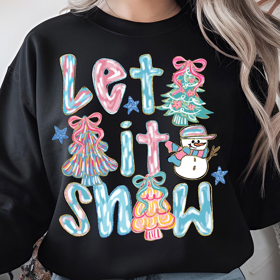 Let It Snow PNG: Winter Tree Coquette Glitter Snowman (digital Download ...