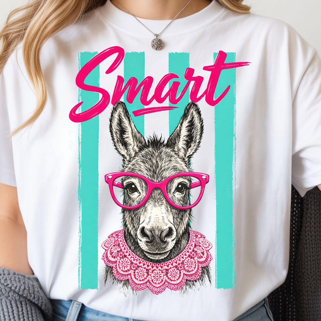 Smart Donkey PNG, Funny Animal Glasses, Sassy Farm Animal, Teal Stripe ...
