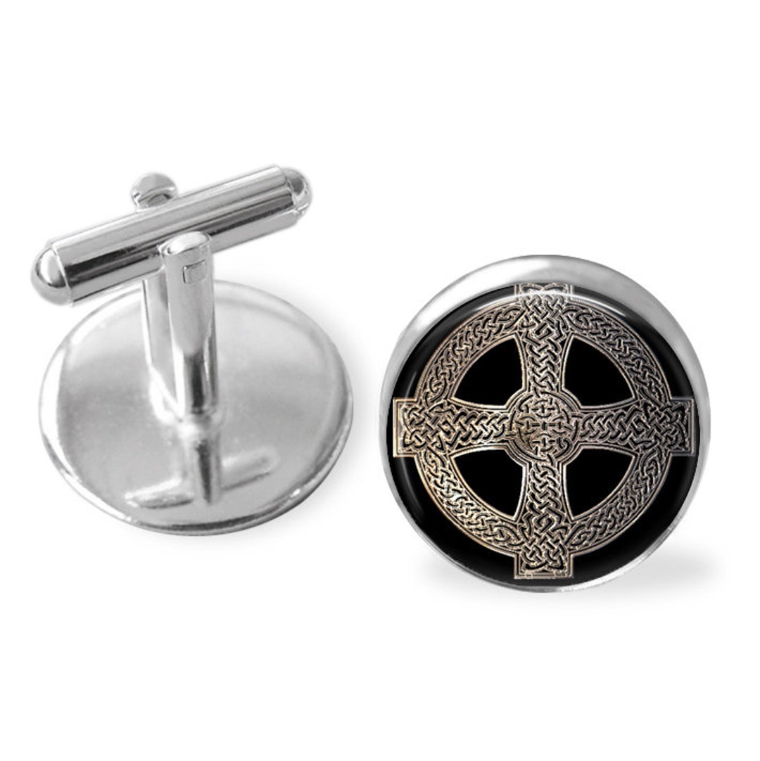 CELTIC CROSS CUFFLINKS / Silver Design / Gift for Him / Irish Cufflinks ...