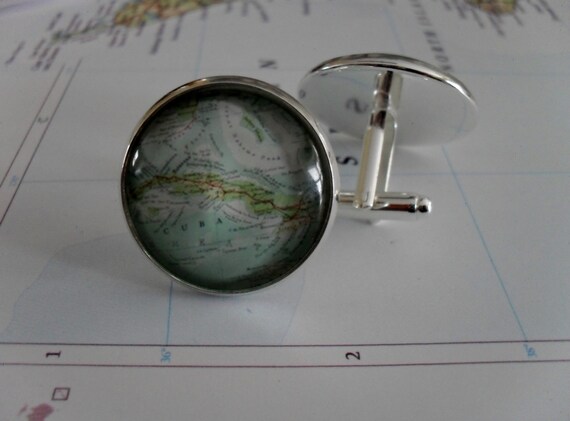 CUBA Map CUFFLINKS / CUBAN Map Cuff Links / Cuba Cufflinks / | Etsy