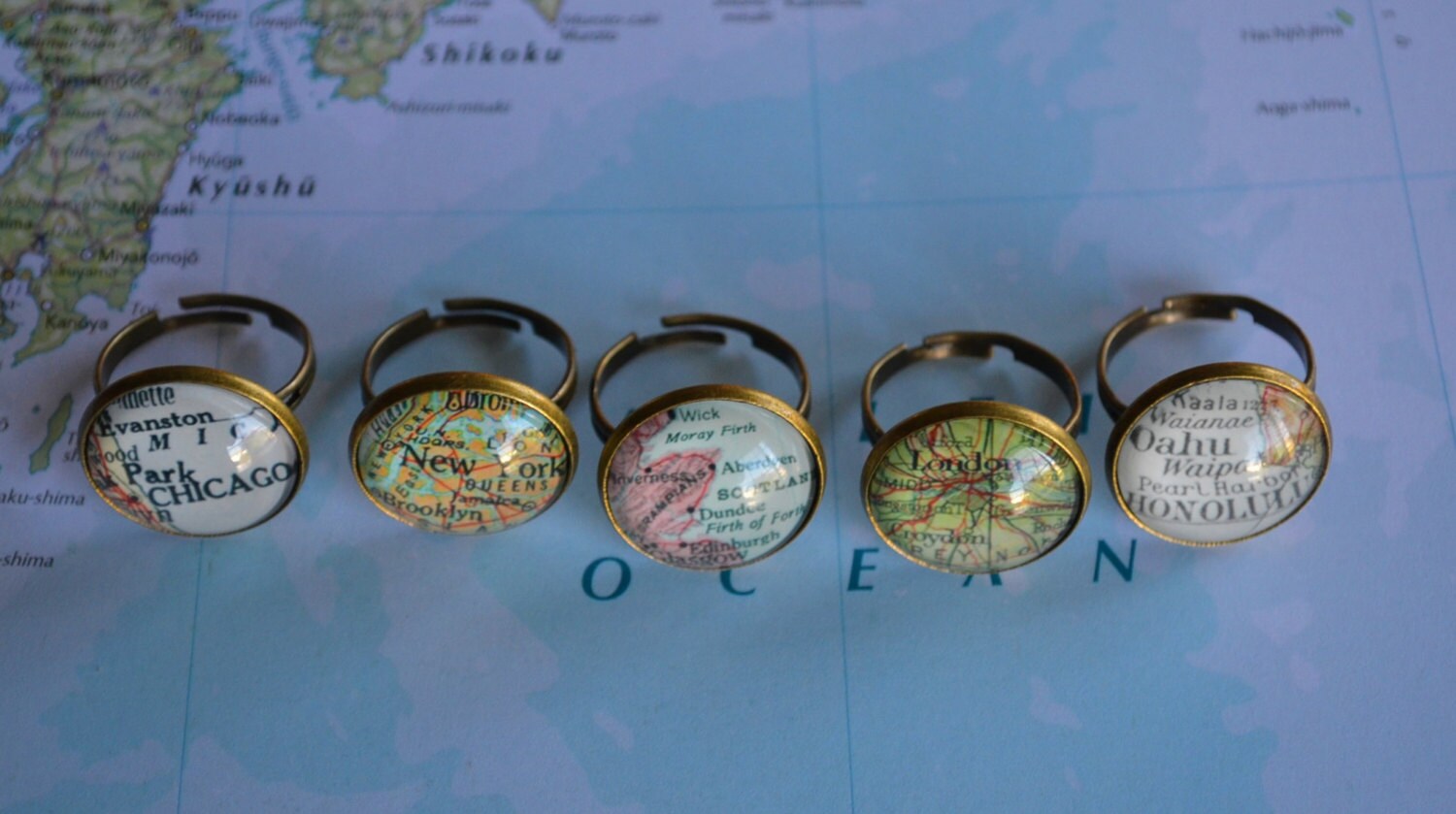 Custom MAP RING / Adjustable / You Pick the Location / Any - Etsy