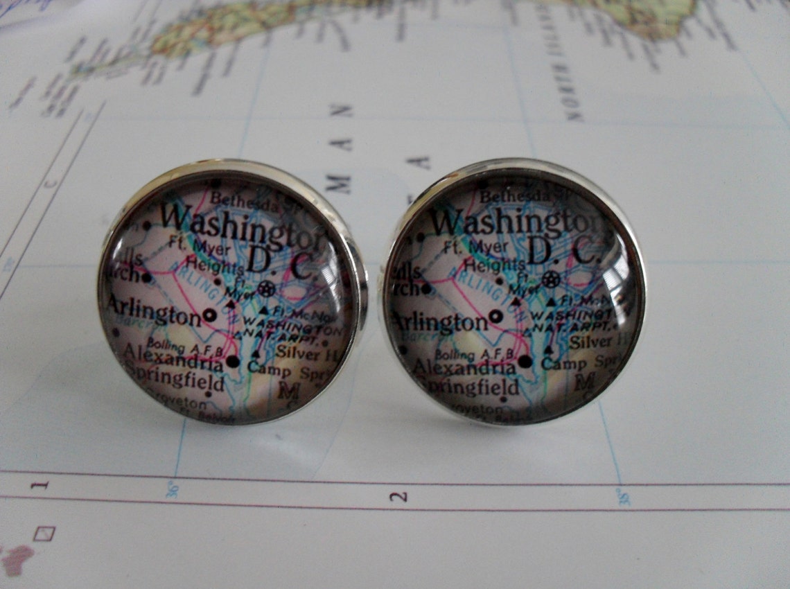 WASHINGTON D.C. Map Cuff Links / Silver Map Cuff Links / - Etsy Canada