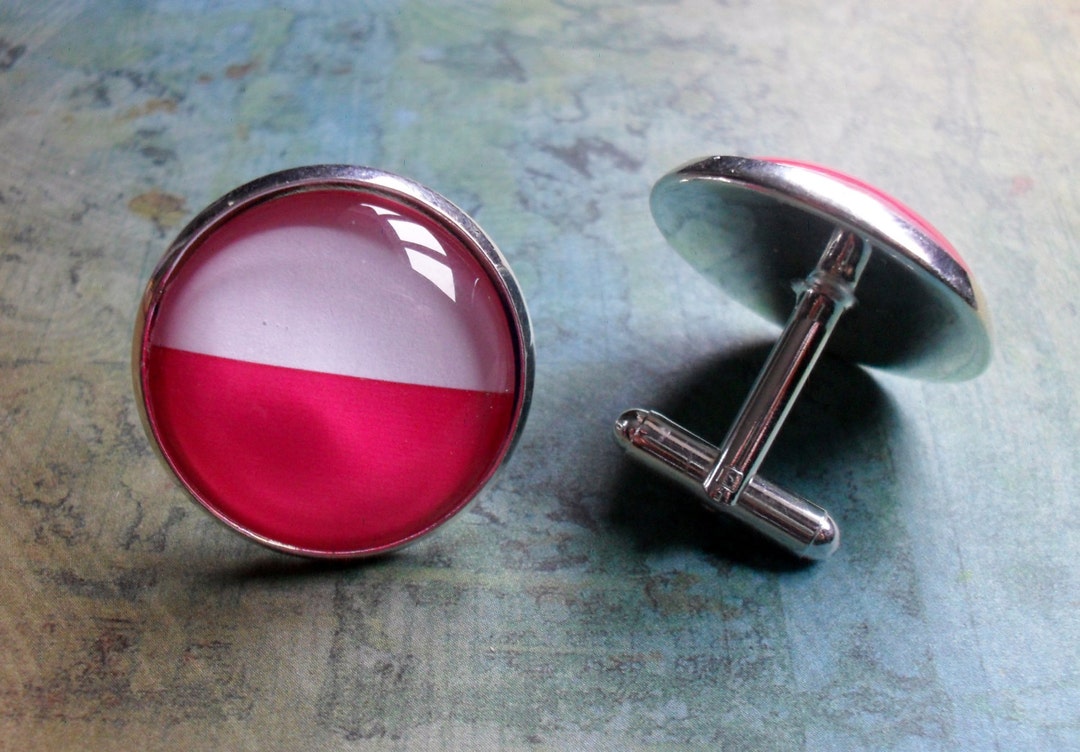 POLISH FLAG Silver Cuff Links / Flag of Poland Cufflinks / Country ...
