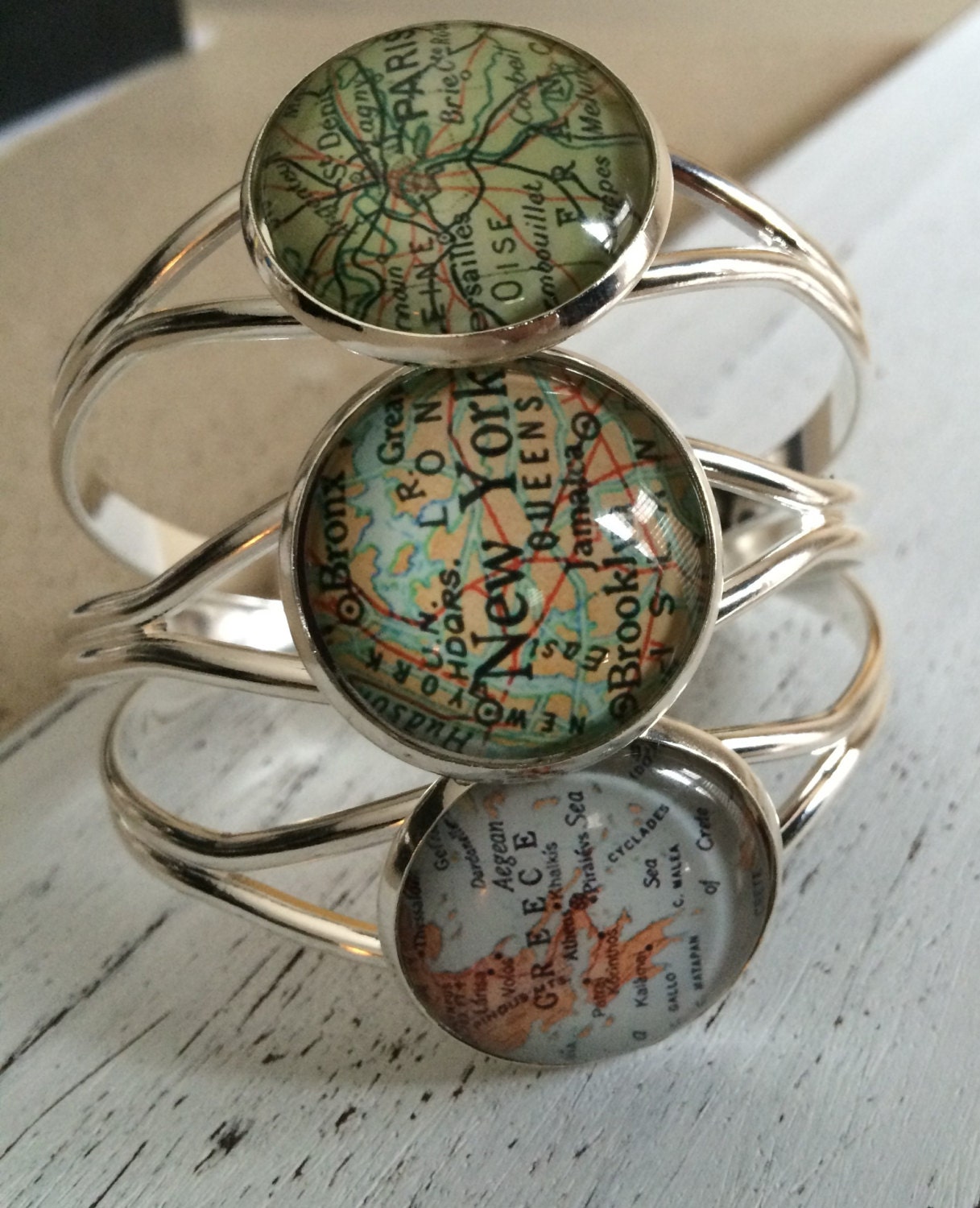 CUSTOM MAP Cuff BRACELET / Any City or Country / Gift for Her ...