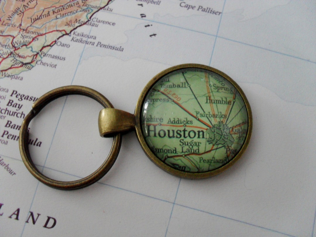 HOUSTON TEXAS Map KEYCHAIN / Houston Map Keychain / Travel Souvenir ...