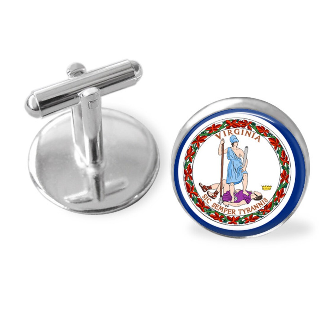 VIRGINIA STATE Flag Cufflinks / Virginia Cuff Links / VA Flag Cufflinks ...