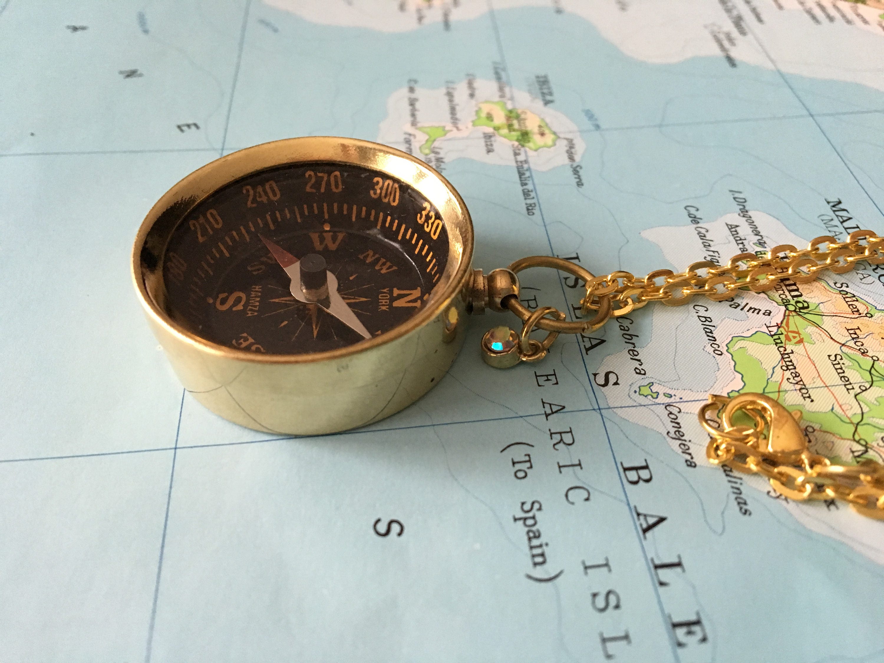REAL WORKING COMPASS Necklace / Gift for Traveler Hiker / Wanderlust ...