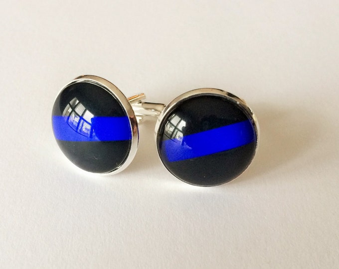 Thin Blue Line CUFFLINKS / Police Cuff Links / Personalized | Etsy