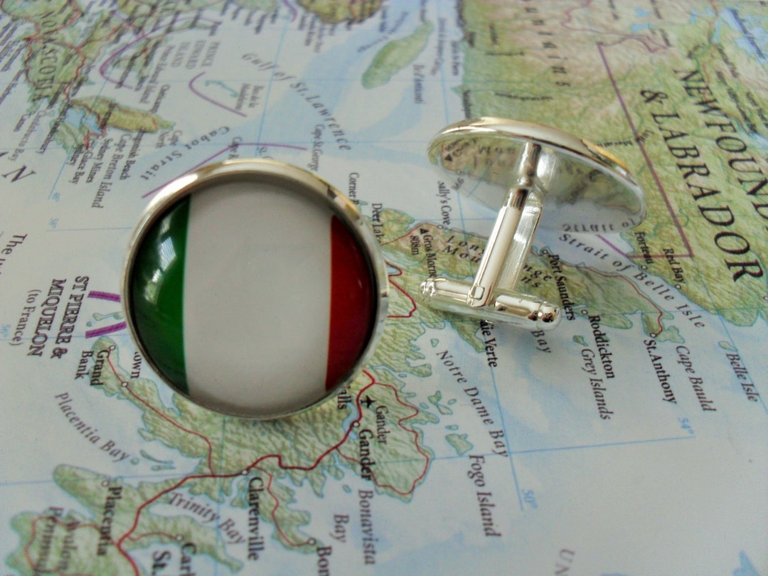 ITALIAN FLAG Cufflinks // National Flag of ITALY / Silver / Father's ...