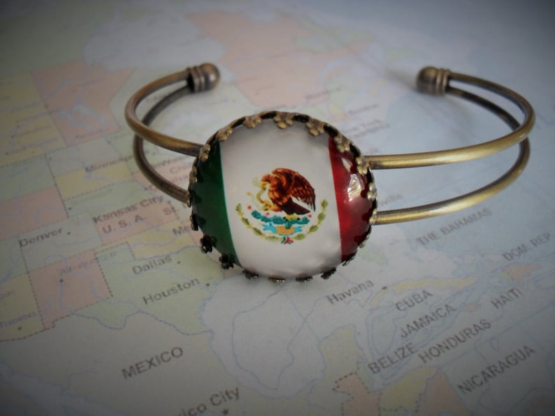 CUSTOM FLAG Cuff BRACELET / Any Country / Gift for Her / Personalized ...