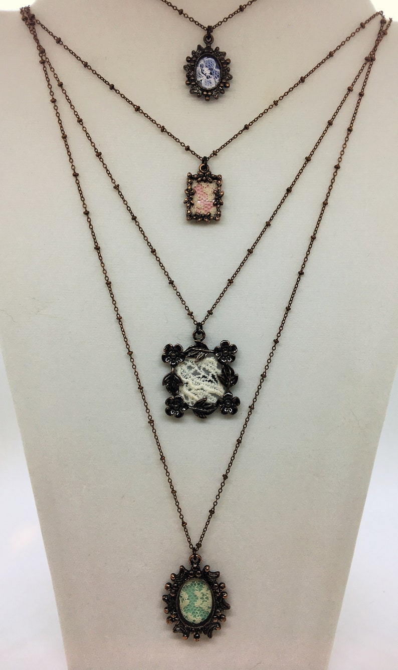 WEDDING DRESS Memory Pendant Necklace / Nostalgic Lace Necklace ...