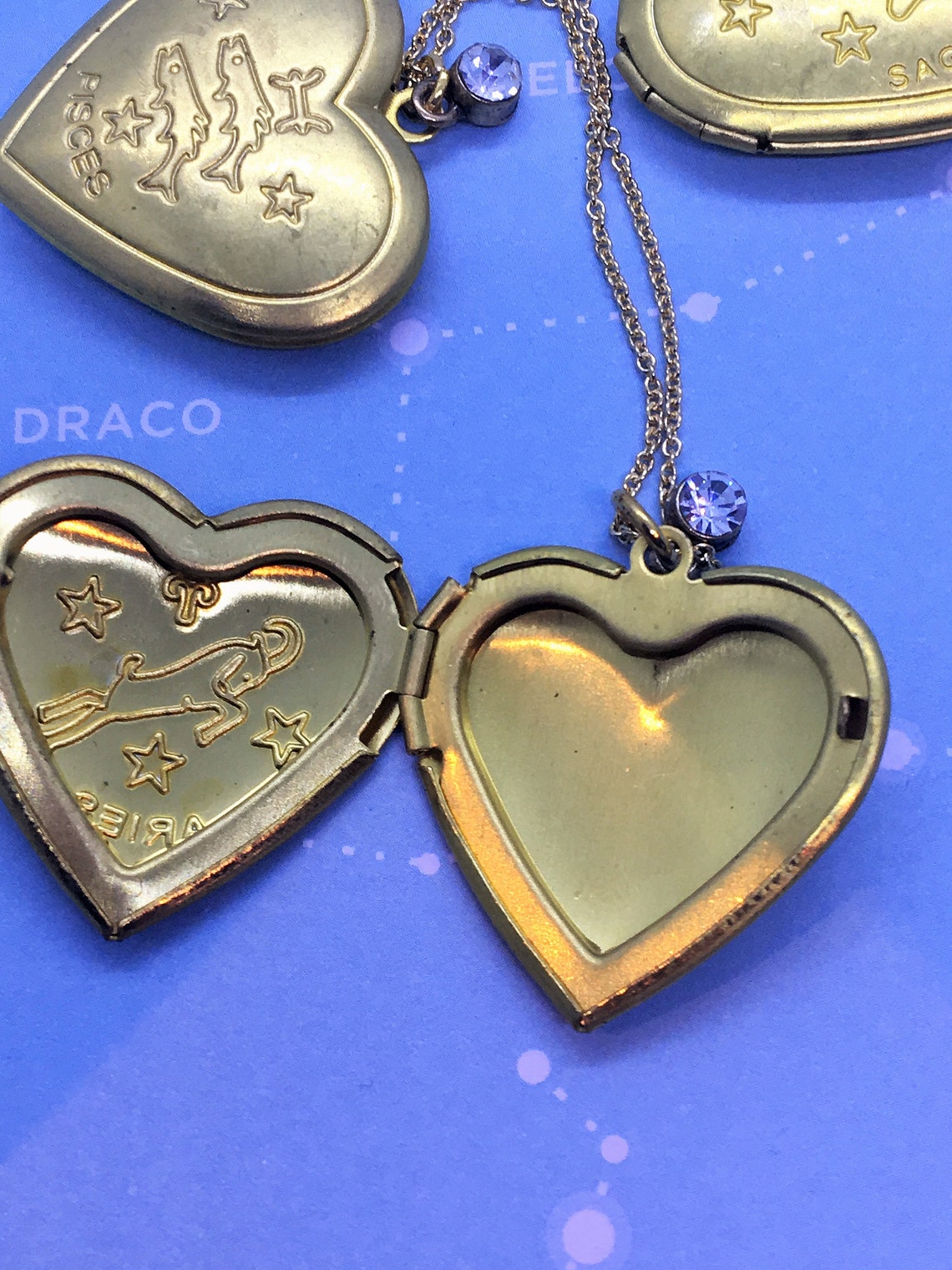 Zodiac Heart Locket Necklace / Zodiac Sign / Vintage Lockets / - Etsy