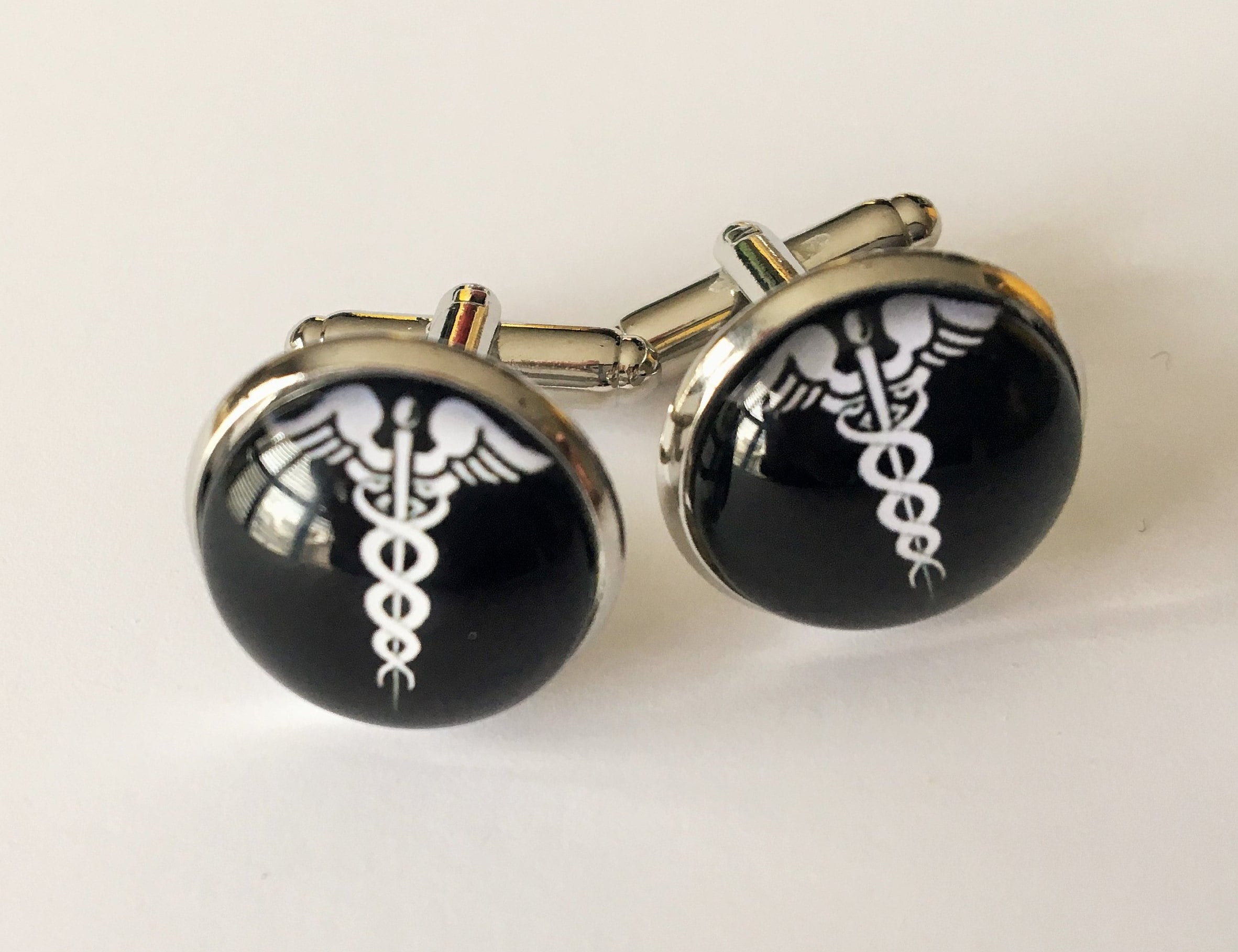 Symbol of Medicine Cufflinks / Caduceus Cuff Links / Gift for | Etsy