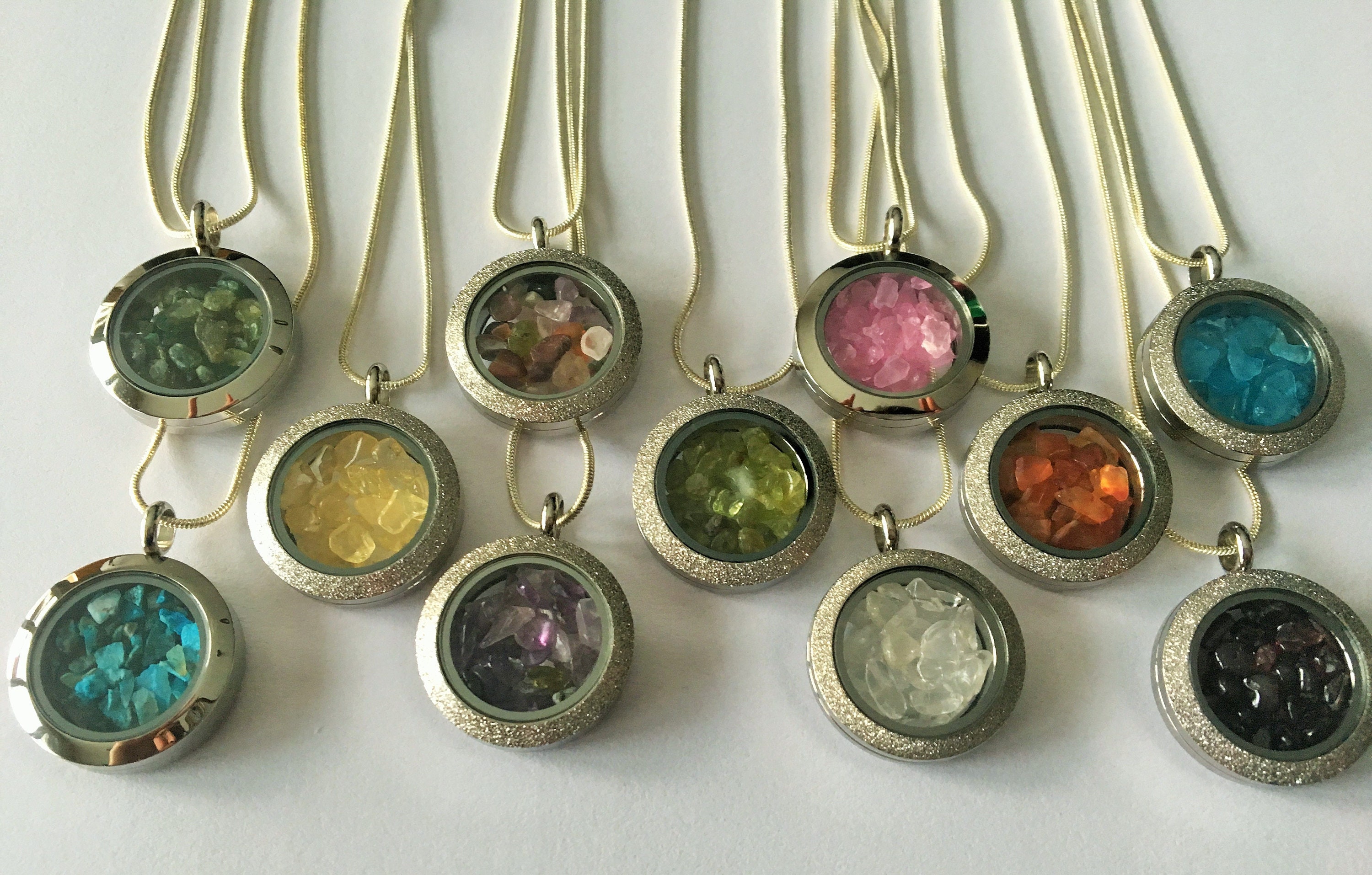 GEMSTONE FILLED LOCKET / Gemstone Filled Pendant Necklace / - Etsy Canada