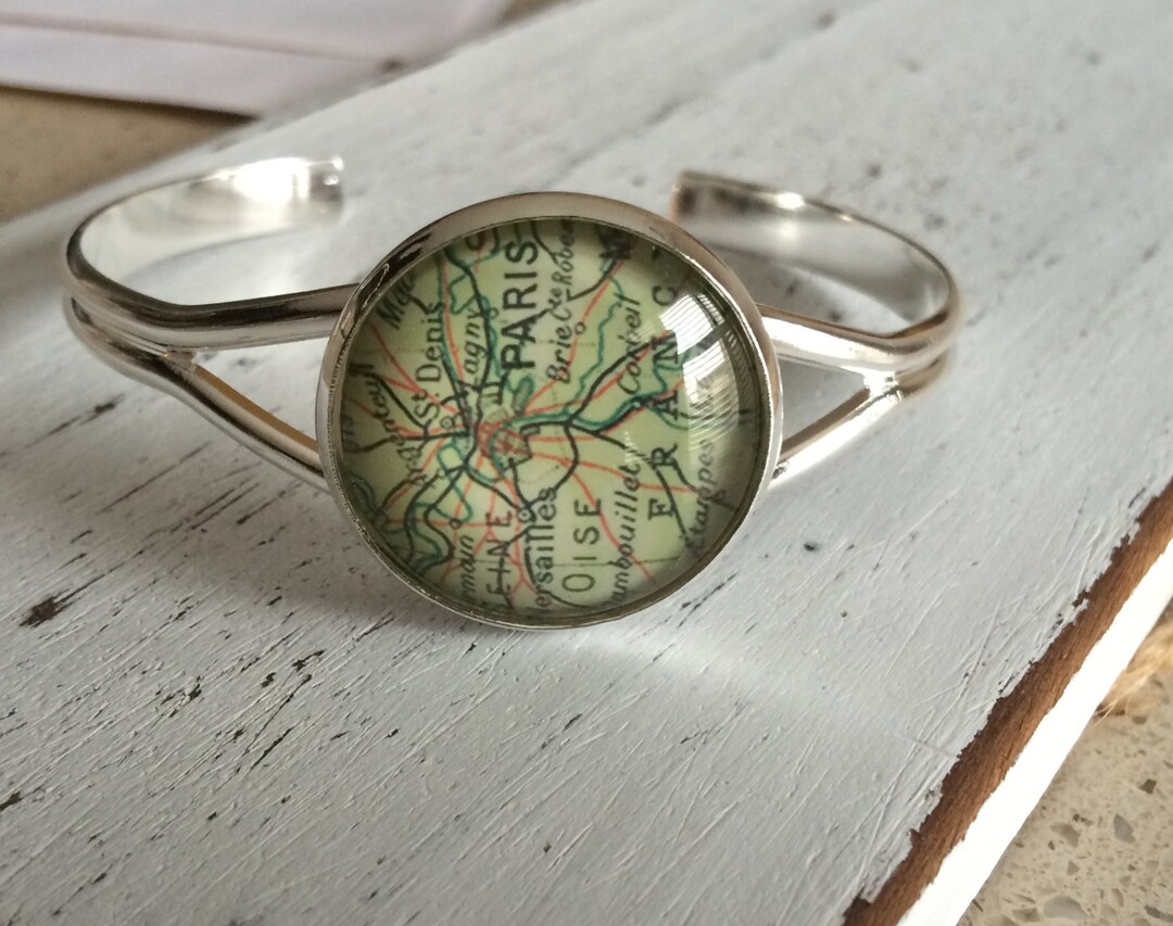 CUSTOM MAP Cuff BRACELET / Any City or Country / Gift for Her ...