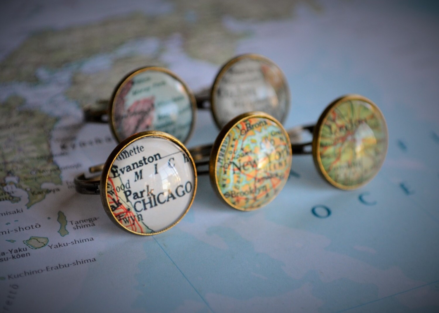 Custom MAP RING / Adjustable / You Pick the Location / Any - Etsy
