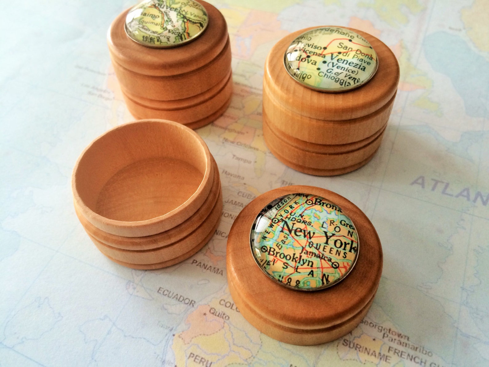 Custom MAP TRINKET BOX / You Pick the Location / Any City / Vintage Map ...