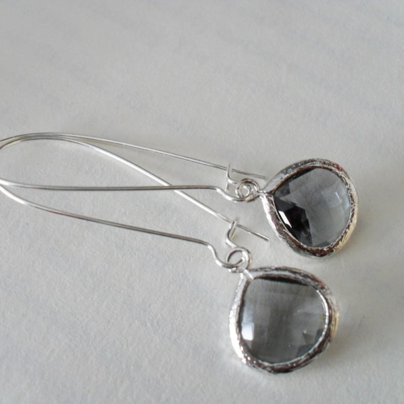 Grey Drop Earrings - Etsy