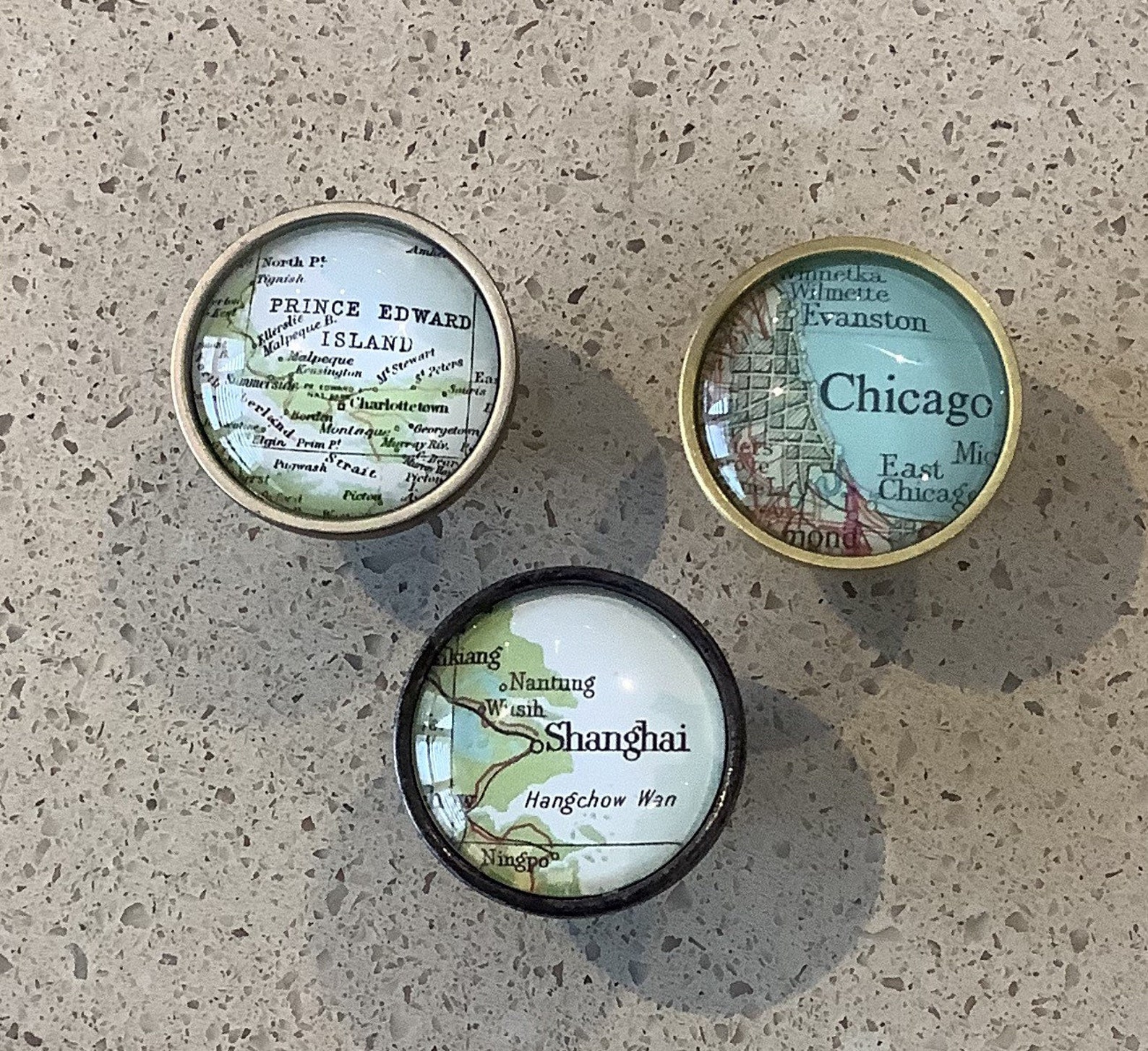 Custom MAP CABINET KNOB / Map Drawer Pull / Glass Domed - Etsy Canada