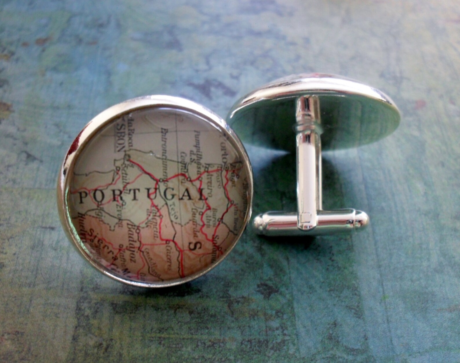 PORTUGAL Map CUFFLINKS / Portugal Cuff Links / Custom Map - Etsy