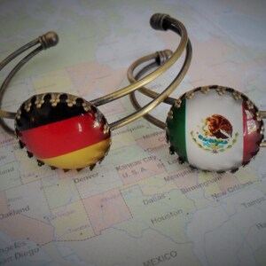 CUSTOM FLAG Cuff BRACELET / Any Country / Gift for Her / Personalized ...