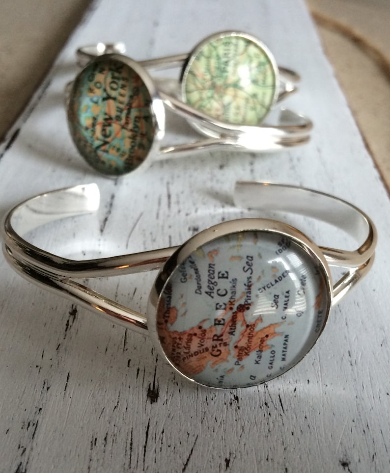 CUSTOM MAP Cuff BRACELET / Any City or Country / Gift for Her ...