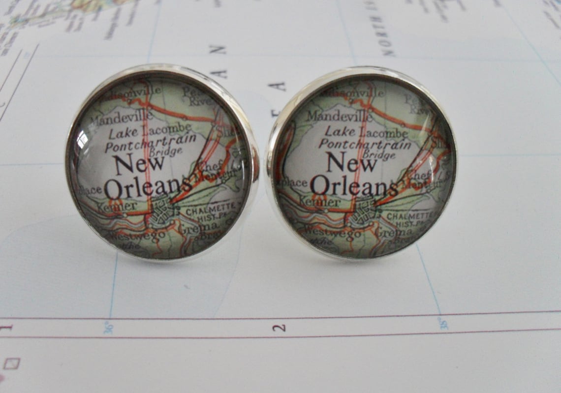 NEW ORLEANS Louisiana Map CUFFLINKS / New Orleans Cuff Links / - Etsy ...