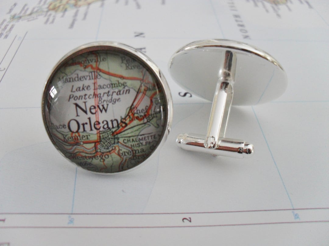 NEW ORLEANS Louisiana Map CUFFLINKS / New Orleans Cuff Links / Map ...