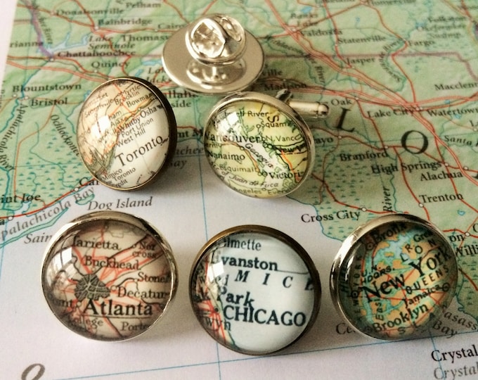 Custom MAP TIE TACK / Personalized Map Tie Tack / Groomsmen - Etsy