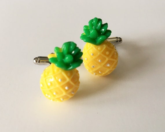 PINEAPPLE CUFFLINKS / Tropical Welcome Cuff Links / Fruit | Etsy